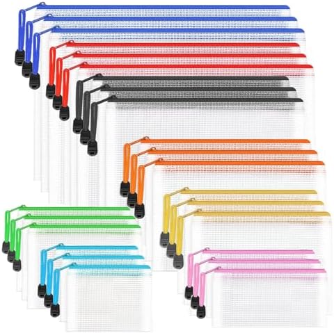 20PCS Plastic Zip Wallets Folders 4 Sizes Clear Mesh Zipper Pouch ...