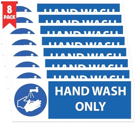 RDLCAR Hand Wash Only Signs Pack of 8 High Tack Self Adhesive ...