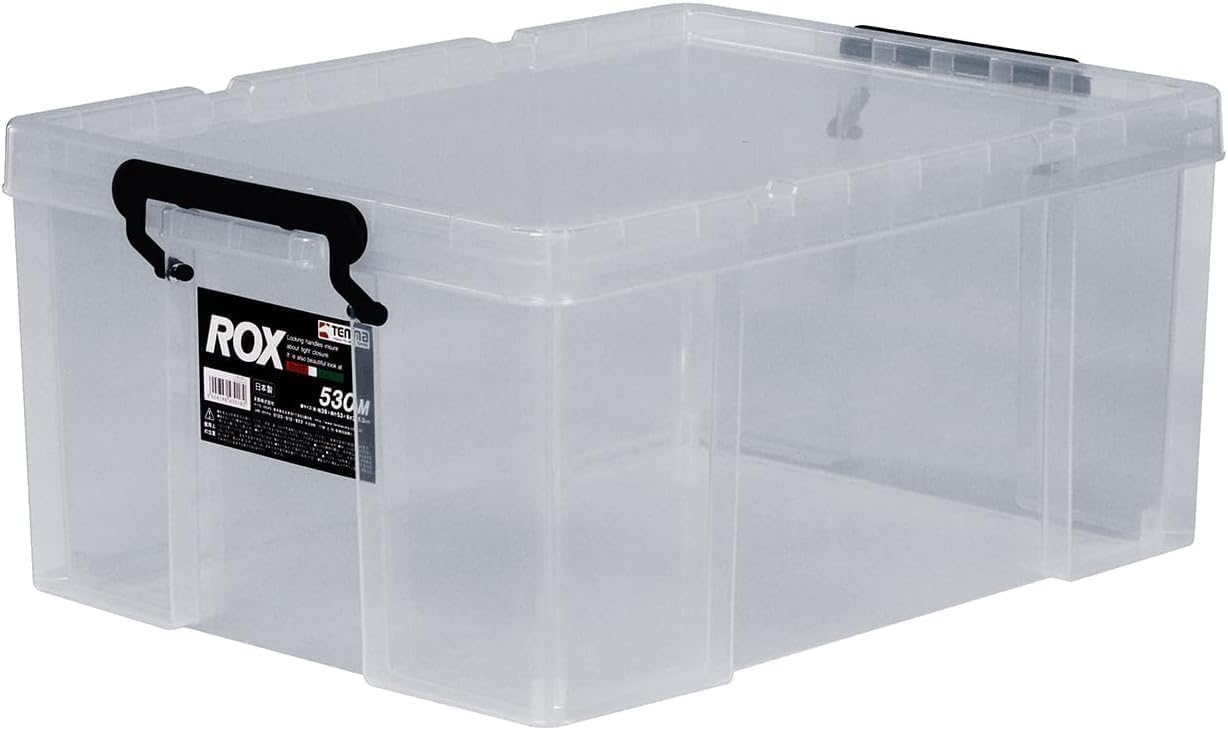 Amazon｜天馬 耐久性に特化した収納ボックス 日本製 防災 ロックス クリアケース コンテナボックス 押入れ クローゼット 衣装ケース プラスチック 幅39×奥行53×高さ24.3cm ...