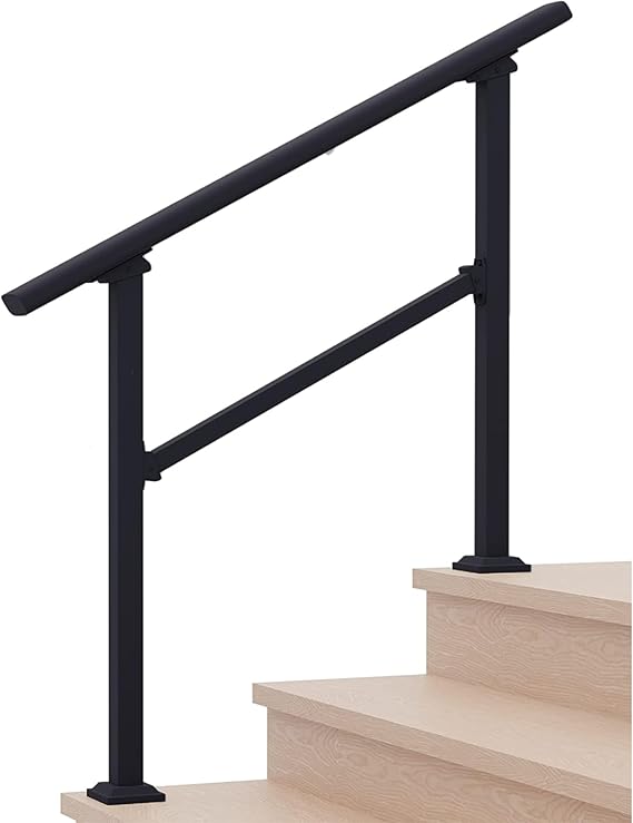 Handrails for Outdoor Steps 3 Steps Handrail - Black Outdoor Hand Rails ...