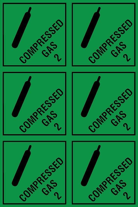 Compressed gas cylinder safety sign - Self adhesive sticker Pack of 6 ...