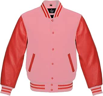 Men's Varsity Baseball Letterman Bomber Premium Wool & Genuine Red ...