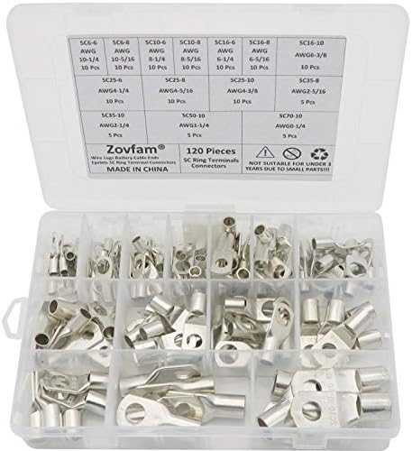 Amazon.com: 200pcs Battery Cable Ends, Copper Wire Lugs AWG 2 4 6 8 10 ...