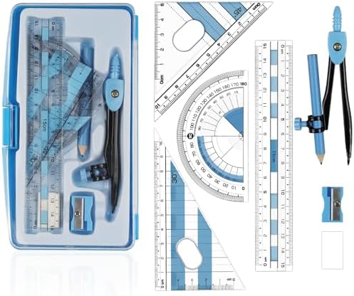 Maths Set | 8Pcs Compass Maths Protractor and Compass Set | Geometry ...