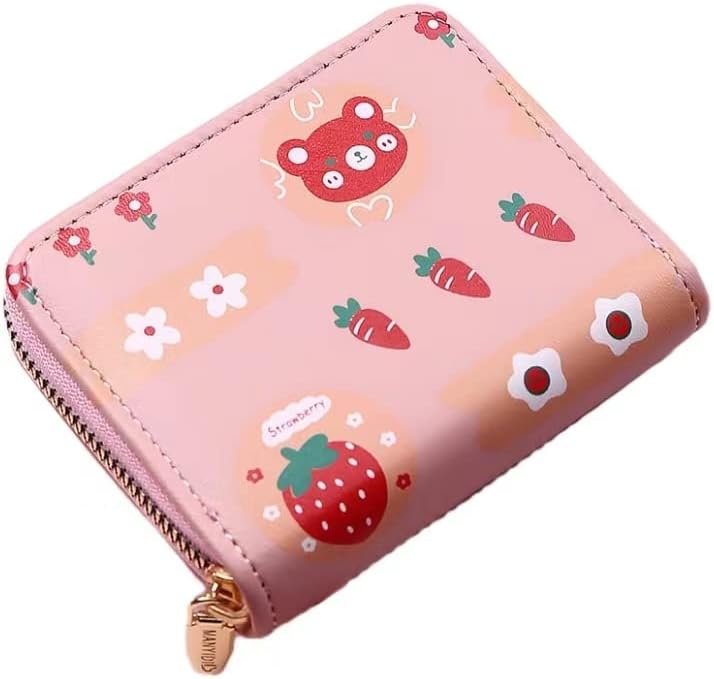 Amazon.com: Tuklye Strawberry Wallet Zipper Pu Leather Card Case Women ...