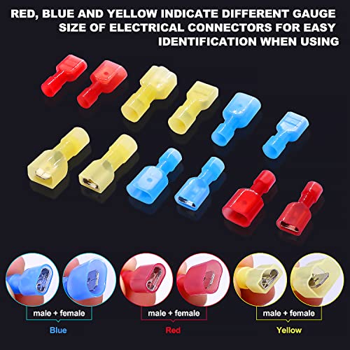 Snapklik.com : 210PCS Nylon Spade Connectors Kit 22-10 Gauge Quick ...