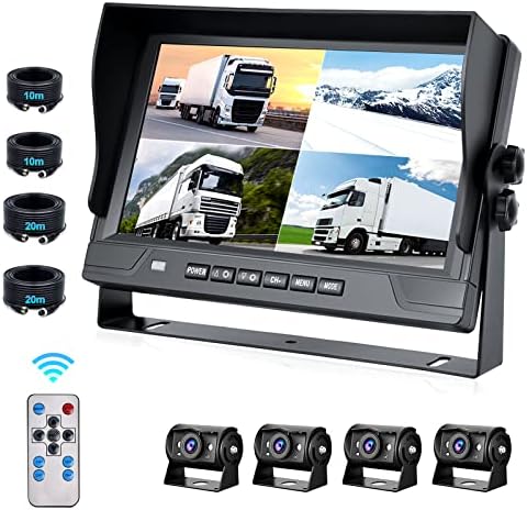 CAMECHO Reversing Camera kit 4 Split Screen 7" LCD Monitor Dual Front ...