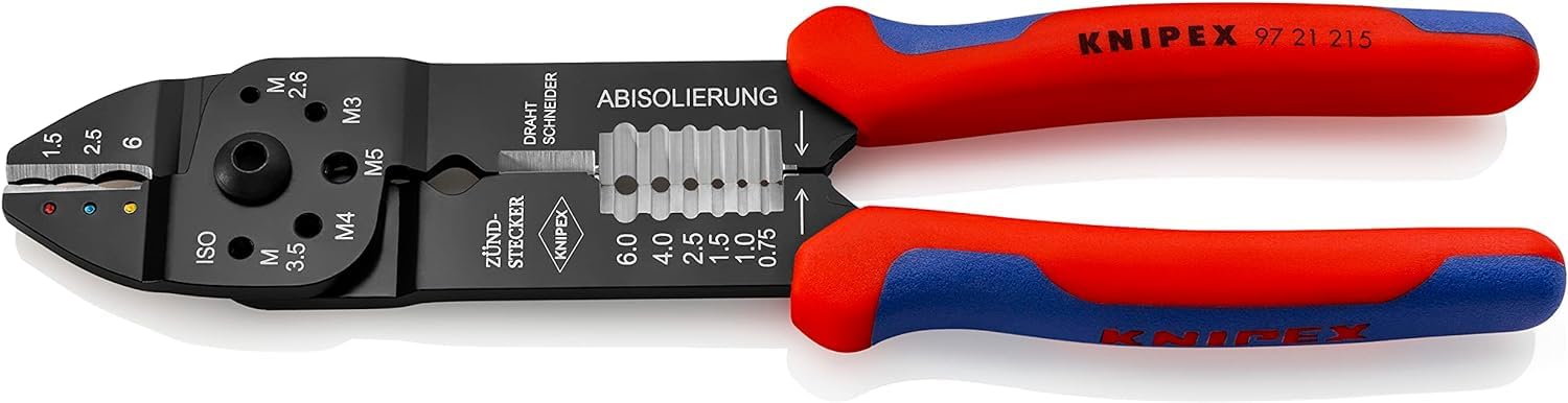 KNIPEX Crimping Pliers, 0.5-6.0 mm², F Crimp, for Insulated Cable ...