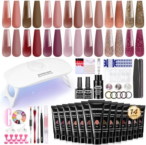 Amazon.com: JEWHITENY Poly Gel Nail Kit - Poly Gel Kits 14PCS ...