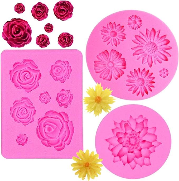 HUSAINI MART | 3PCS Flower Silicone Mould Fondant Flower Moulds ...