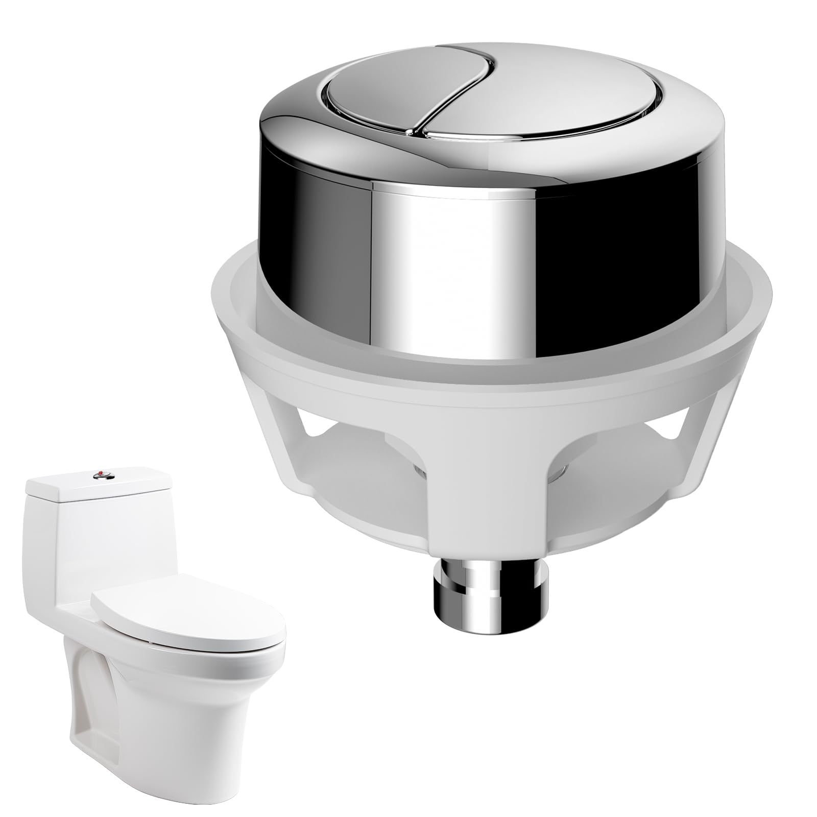 Buy HibbentToilet Flush Button, Round Head Dual Toilet Push Button ...