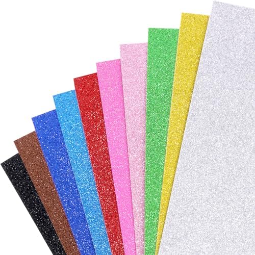 Amazon.com : Haakong 10 Pcs Glitter EVA Sponge Paper Foam Sheets with ...