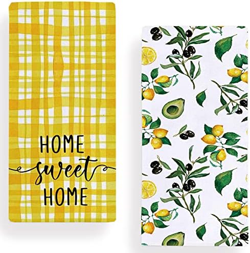 Amazon.com: Watercolor Lemon Olive Kitchen Dish Towel 18 x 28 Inch Set ...