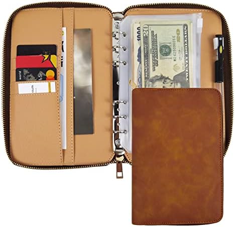 A6 Leather Budget Binder Cash Envelopes System Wallet Budget Planner PU ...