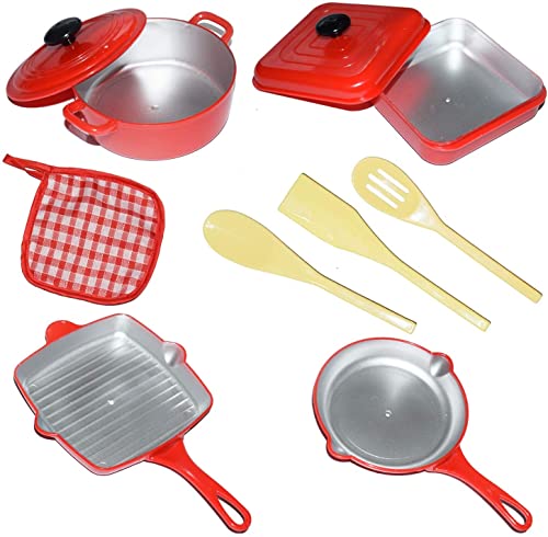 Snapklik.com : 10 Piece Pots And Pans Kitchen Cookware Toy Playset For Kids