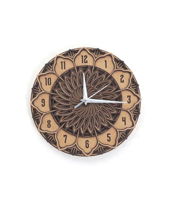 Buy KASTHAM wooden crafts Mandala Clock Wooden Layered Wall Clock ...