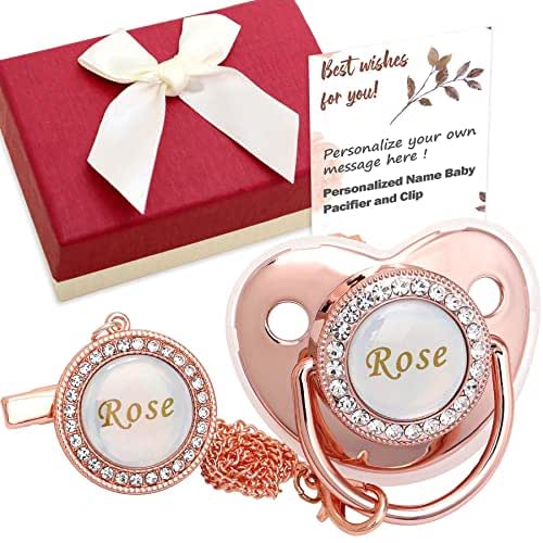 Amazon.com: Rose Gold Pacifier Personalized Name, Customized Bling ...