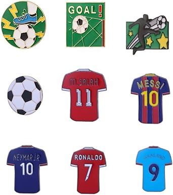 9Pcs Football Shirt Badges Sports Series Metal Brooch Enamel Lapel Pins ...