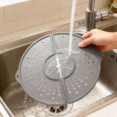 Foldable Silicone Splatter Protector for 10 to 12 Inch Frying Pan Heat ...