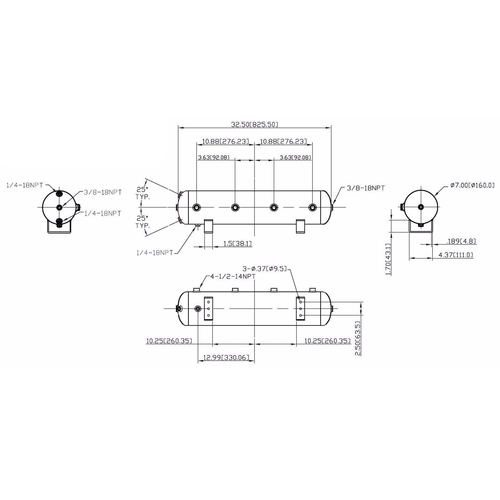 Snapklik.com : Chrome 580 Air Compressors System Kit 5 Gal Tank 180 Psi ...