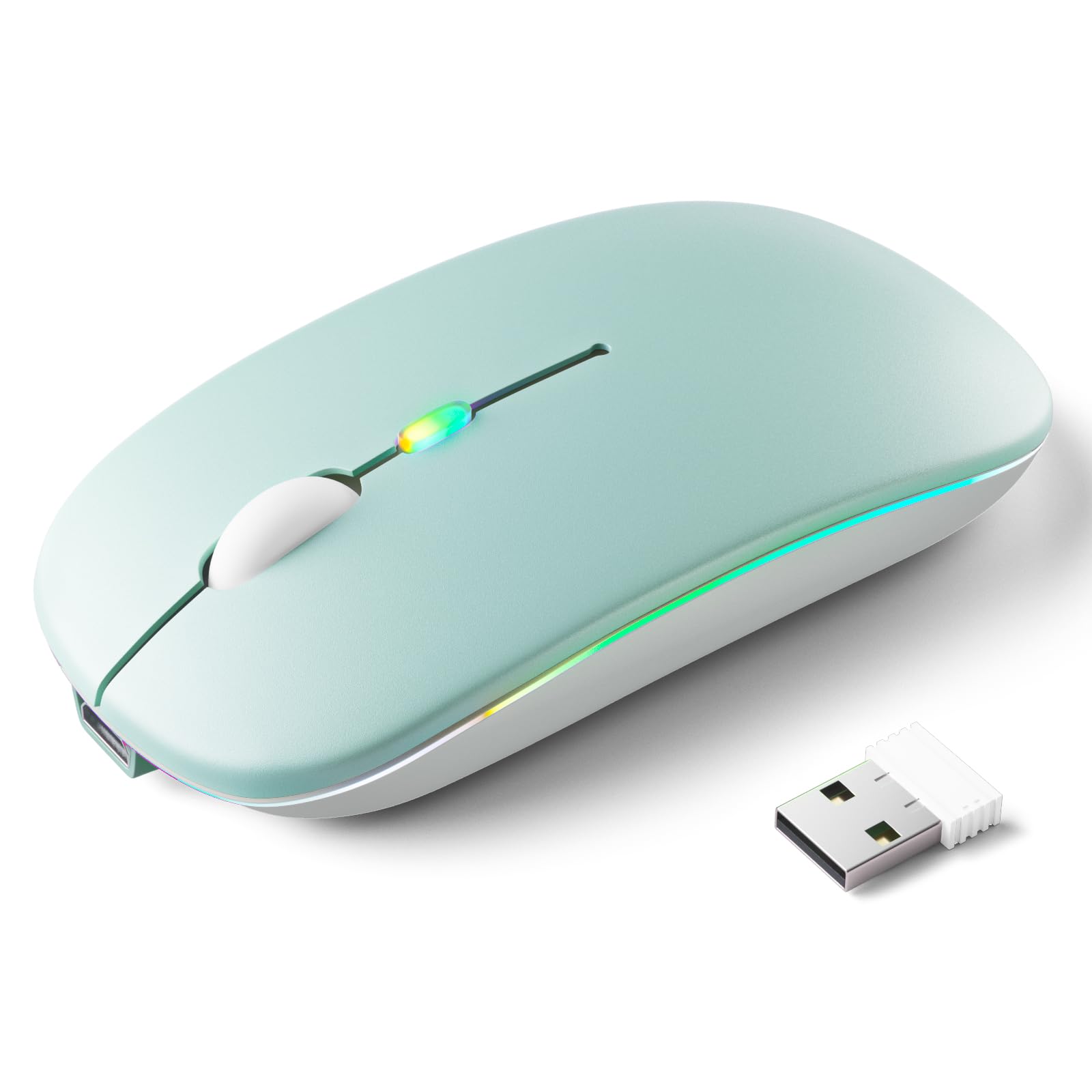 Amazon.com: KANMABPC Wireless Bluetooth Mouse, Rechargeable LED Dual ...