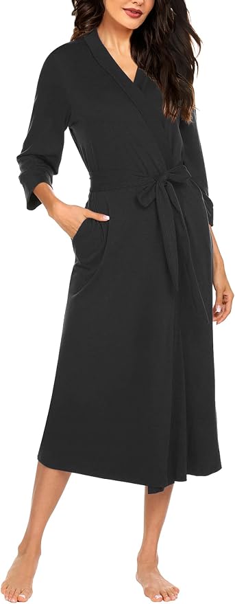 Ekouaer Women Robe Long Knit Bathrobe Lightweight Soft Summer kimono ...