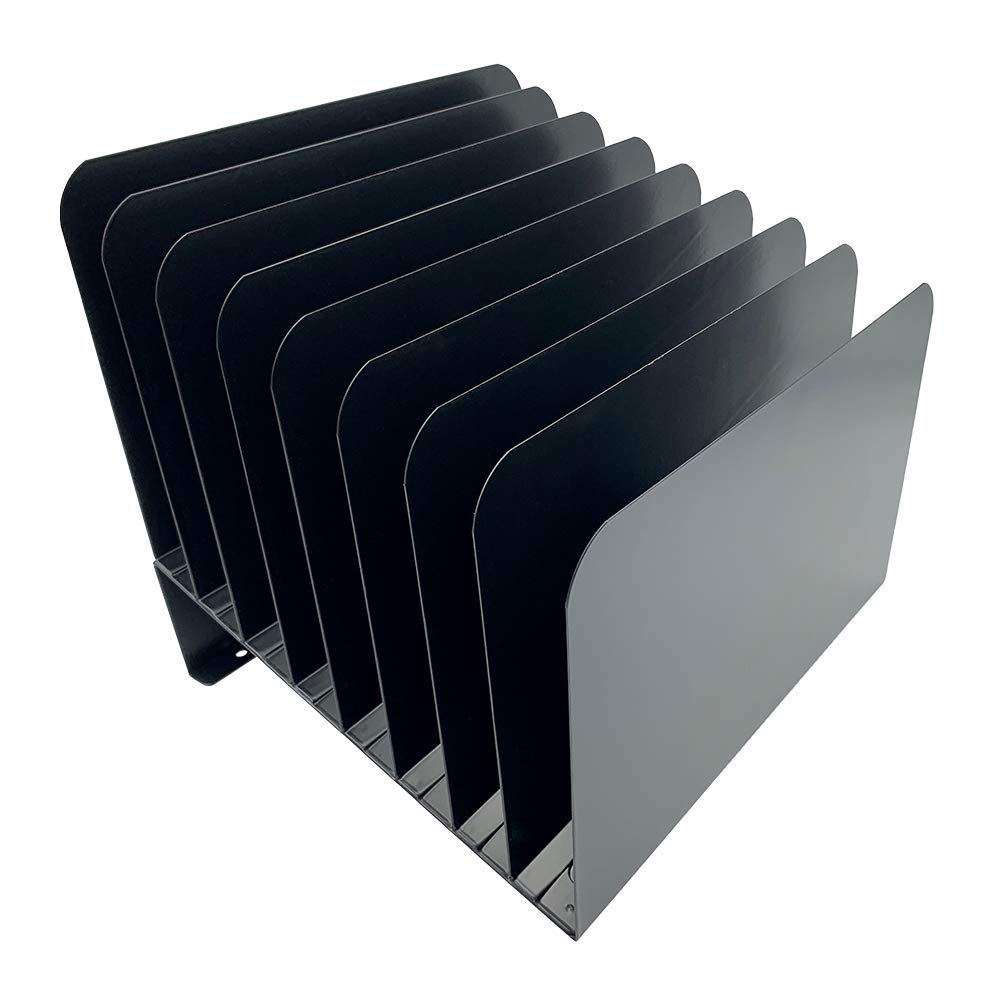 Huron Desktop File Organizer, Slant 8 Slot, Black Steel