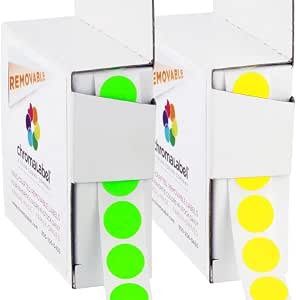 Amazon.com : ChromaLabel 1/2" Round Removable Fluorescent Green and ...