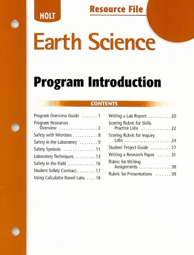 Holt Earth Science Resource File: Program Introduction: Holt, Rinehart ...