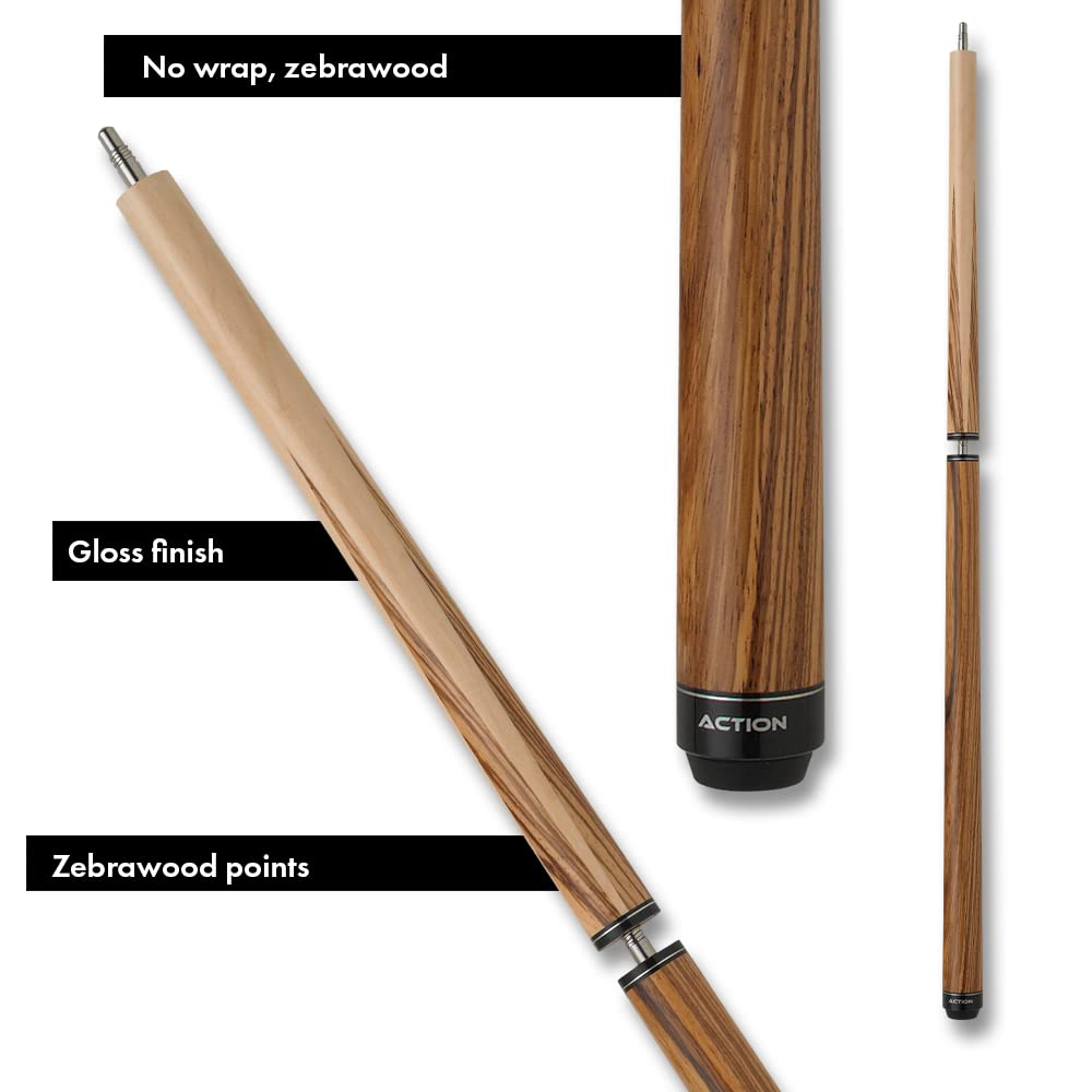 Snapklik.com : Action ACTBJZ Zebrawood Break Jump Billiards Pool Cue ...