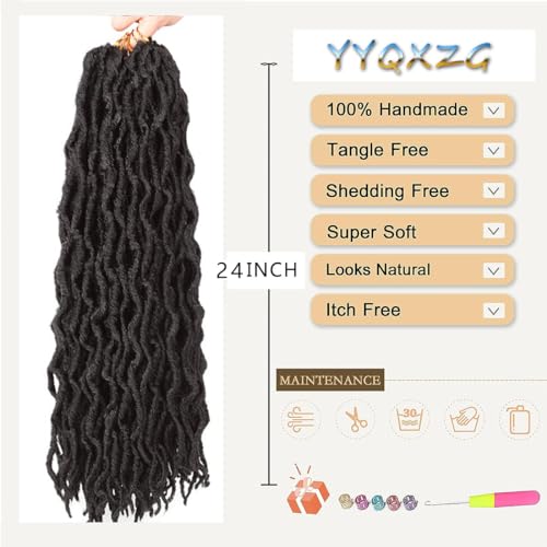 YYQXZG 24 Inch Wavy Gypsy Locs Crochet Hair for Black Women Locs ...