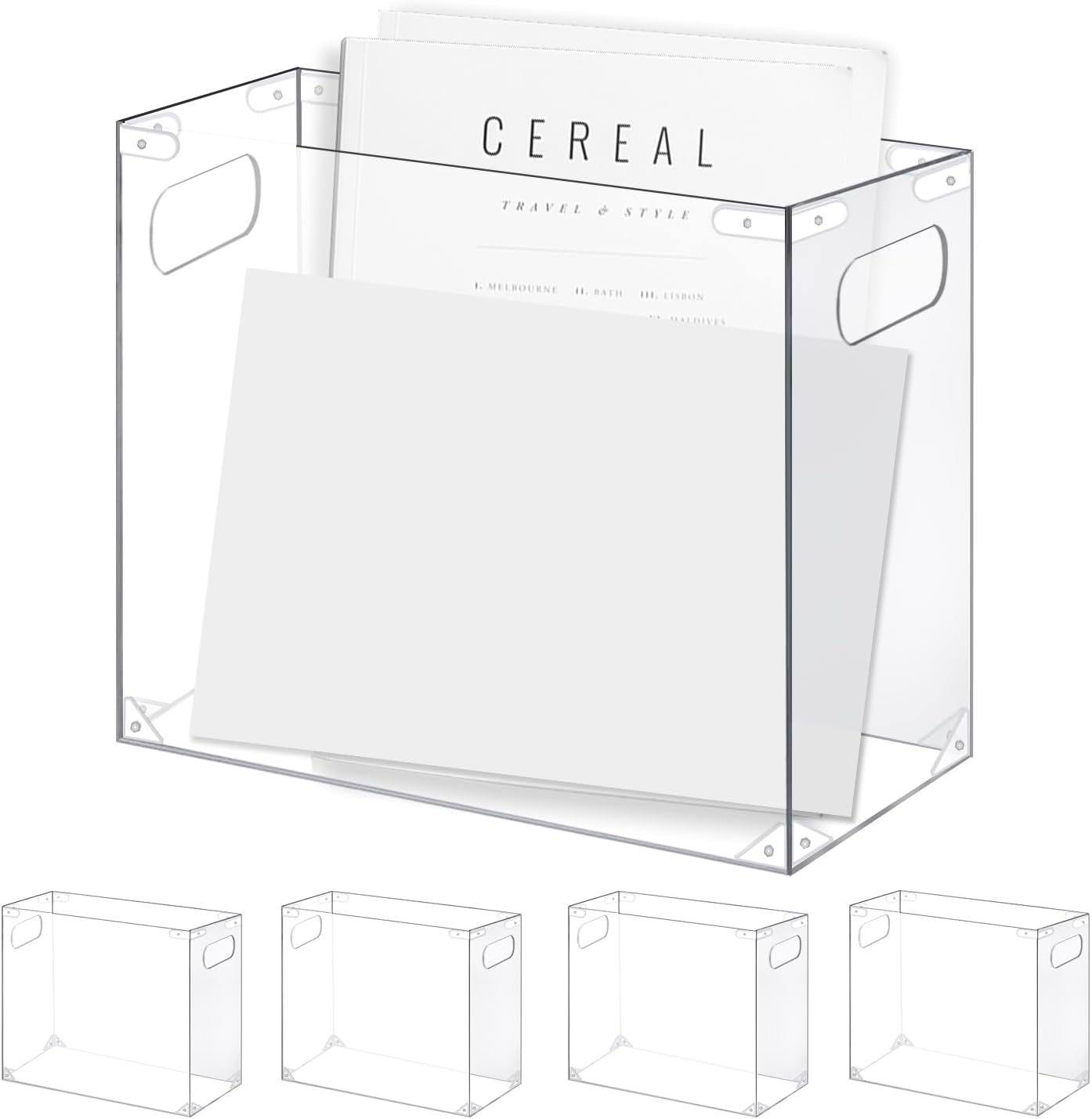 Amazon.com : 5 Pack Acrylic File Box Organizer with Handles Clear ...