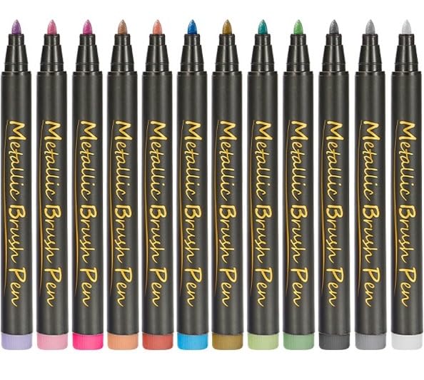 Corslet 12 Pcs Metallic Marker Pen Set, Colours, Permanent Color Pen ...