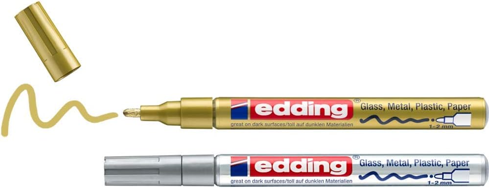 edding 751 Glanzlackmarker - schwarz, weiß, gold, silber, kupfer - 5er ...