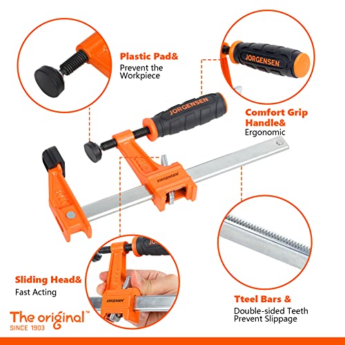 Snapklik.com : 6 Bar Clamp Set, 2-Pack Steel F Clamp Light Duty, 300 ...