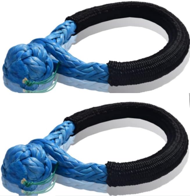 Heavy Duty Tow Rope 2PCS Blue 6mm*80mm Soft Shackles Trailer Pull Rope ...