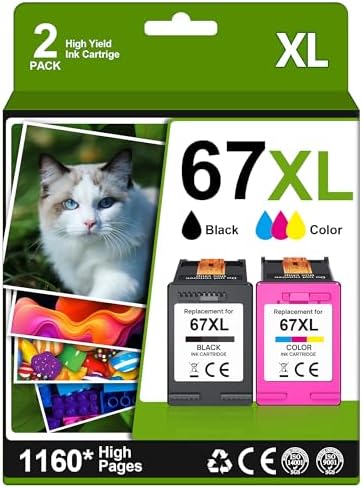 Amazon.com: 67XL 67 Ink Cartridges Black/Color Combo Pack for Ink 67 67 ...
