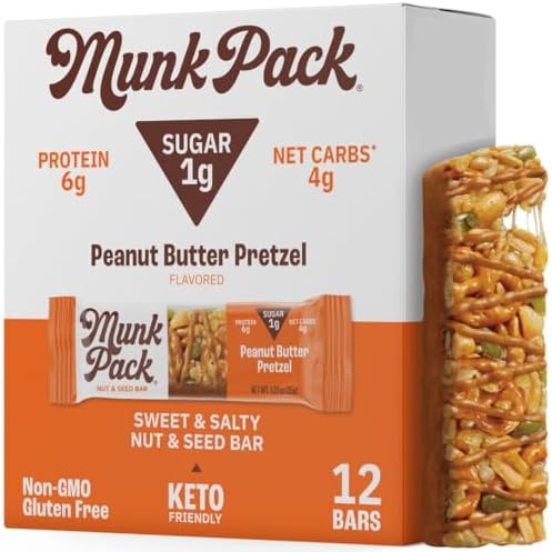 Amazon.com: Munk Pack Nut & Seed Bar Peanut Butter Pretzel - 1g Sugar ...