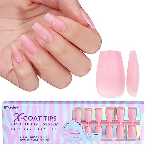 Amazon.com: BTArtbox Gel Nail Tips - 160Pcs Press on Nails Short Coffin ...