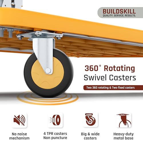 Buy BUILDSKILL 150kg platform trolley | 360° rotating TPR wheels | 68 ...