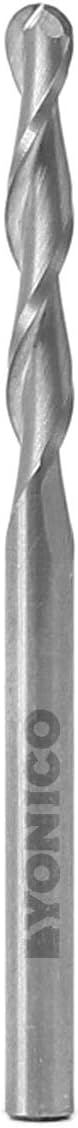 Yonico Carbide Ball Nose End Mill CNC Router Bits 2 Flute Spiral 1/8 ...