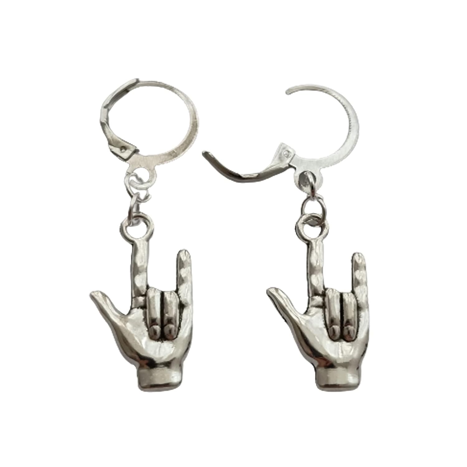 Amazon.com: I Love You Sign Language Charm Earrings, ASL Love Ear Clip, Couple Lever Back ...