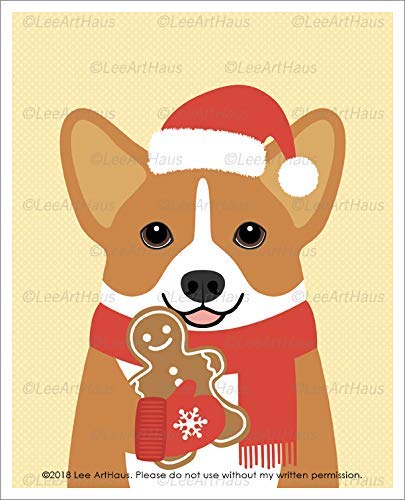 Amazon.com: 5DH - Red and White Corgi Dog Eating Gingerbread Man Cookie ...
