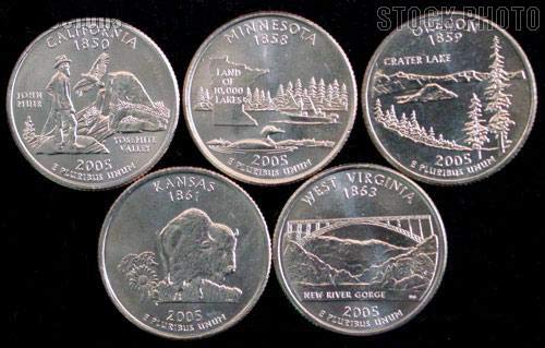 2005 D Complete Set of 5 State Quarters Uncirculated at Amazon's ...
