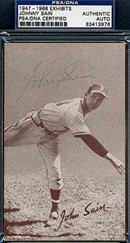Johnny Sain Signed Cert 1947-66 Exhibit Authentic Autograph - PSA/DNA ...