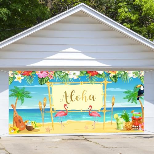 Amazon.com: 7X16ft Summer Hawaiian Aloha Theme Garage Door Banner ...