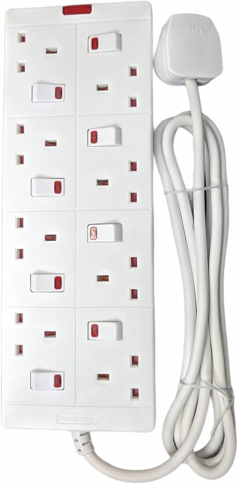 SWN82 Masterplug 8 Gang 2m Individually Switched Extension Lead by ...