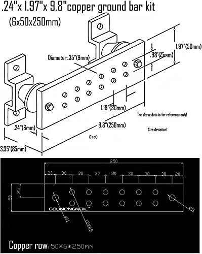 Snapklik.com : GOUNENG Wall Mounted Pure Copper Ground Bus Bar Kit