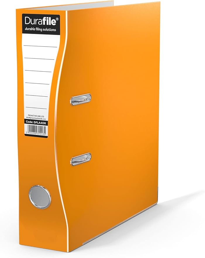 Durafile Lever Arch File, Orange File, 'Ergonomic Curved Spine' Single ...