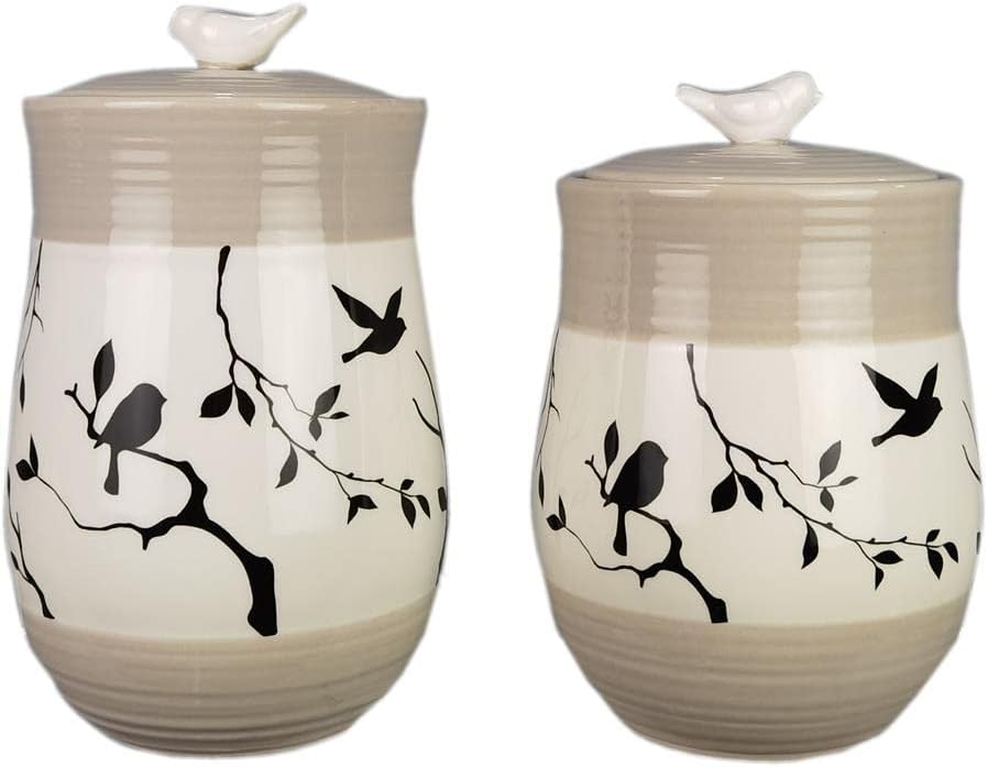 Amazon.com: Young's Inc. 4 Pcs Set Botanical Ceramic Canisters- Storage ...